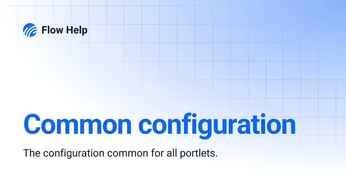 Common configuration | Flow Help